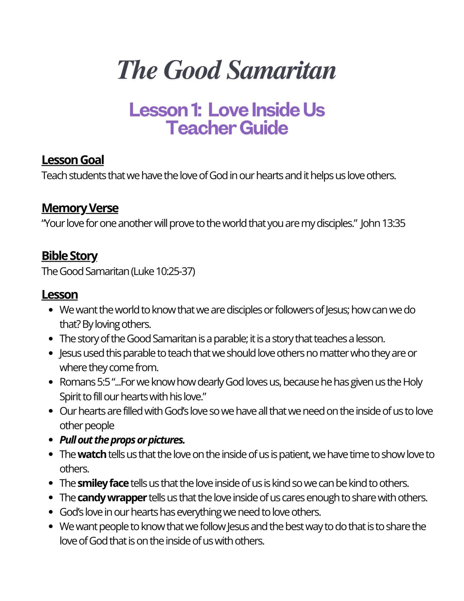 Good Samaritan Sunday School Lesson: Bible Story Activity Pack (digital ...