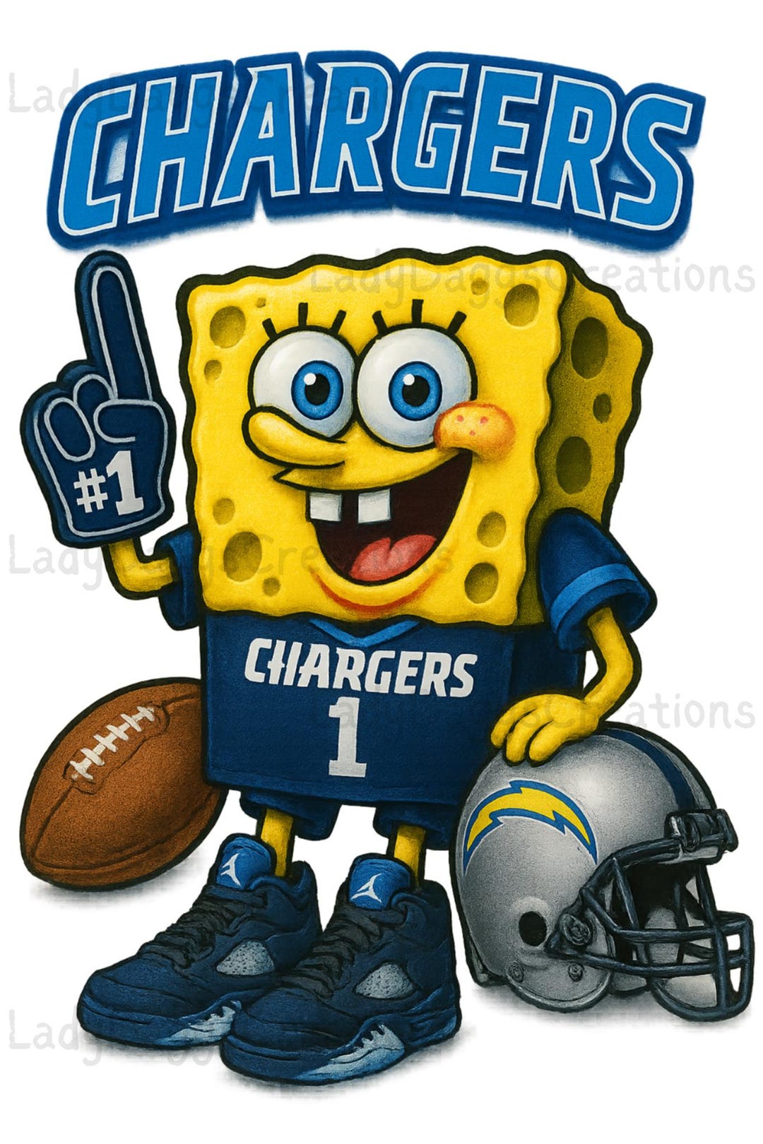 Chargers Spongebob DTF Transfer: Game Day Fan Apparel (digital Download ...