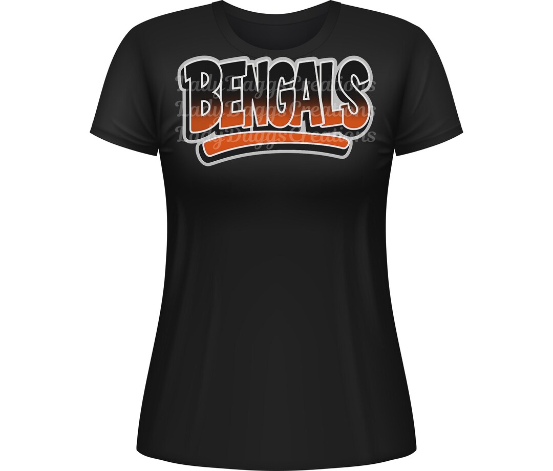Bengals Graffiti DTF Transfer | Black & Orange Ombre Bubble Letters ...