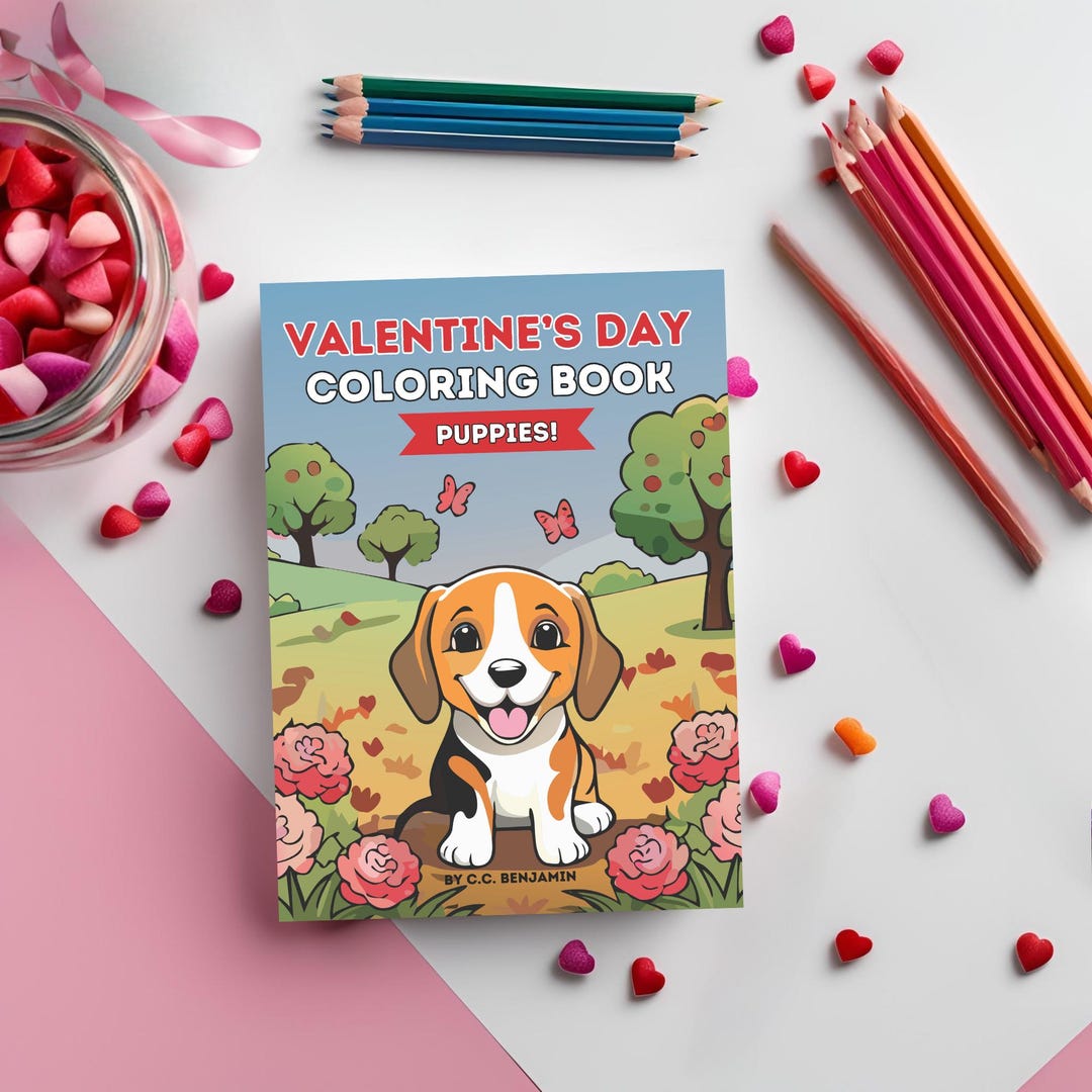 Valentines Day Puppy Coloring Book Printable - Etsy