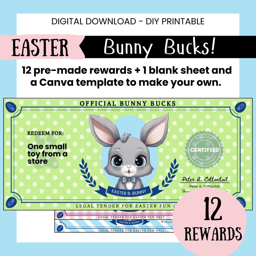 Easter Bunny Bucks – Fun Printable Reward Coupons for Kids! Perfect for ...