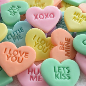 Set of 6 FAKE CONVERSATION HEARTS Candy Cookies Bakery Display Pink ...
