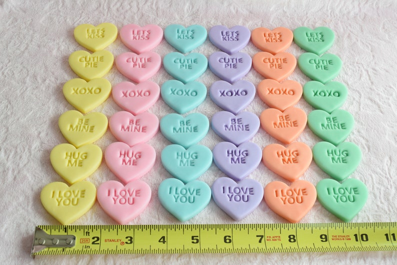 Set of 6 FAKE CONVERSATION HEARTS Candy Cookies Bakery Display | Etsy