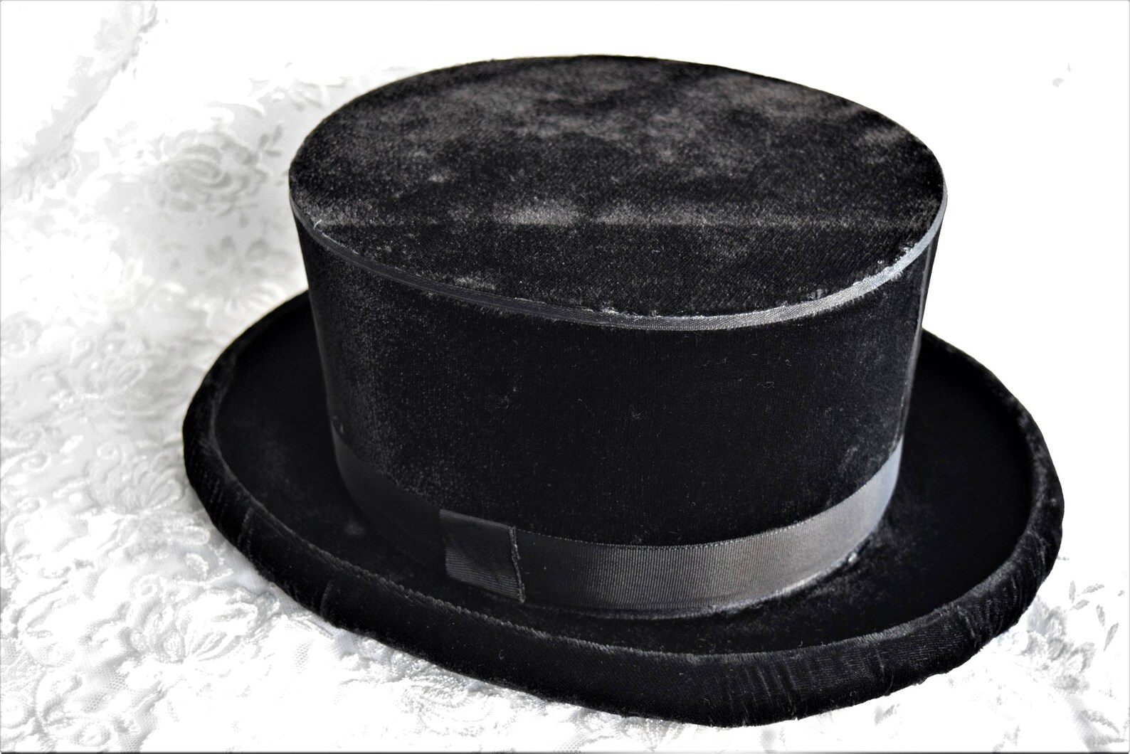 BLACK Velvet TOP HAT Box Hatbox Victorian Gentleman Man - Etsy España