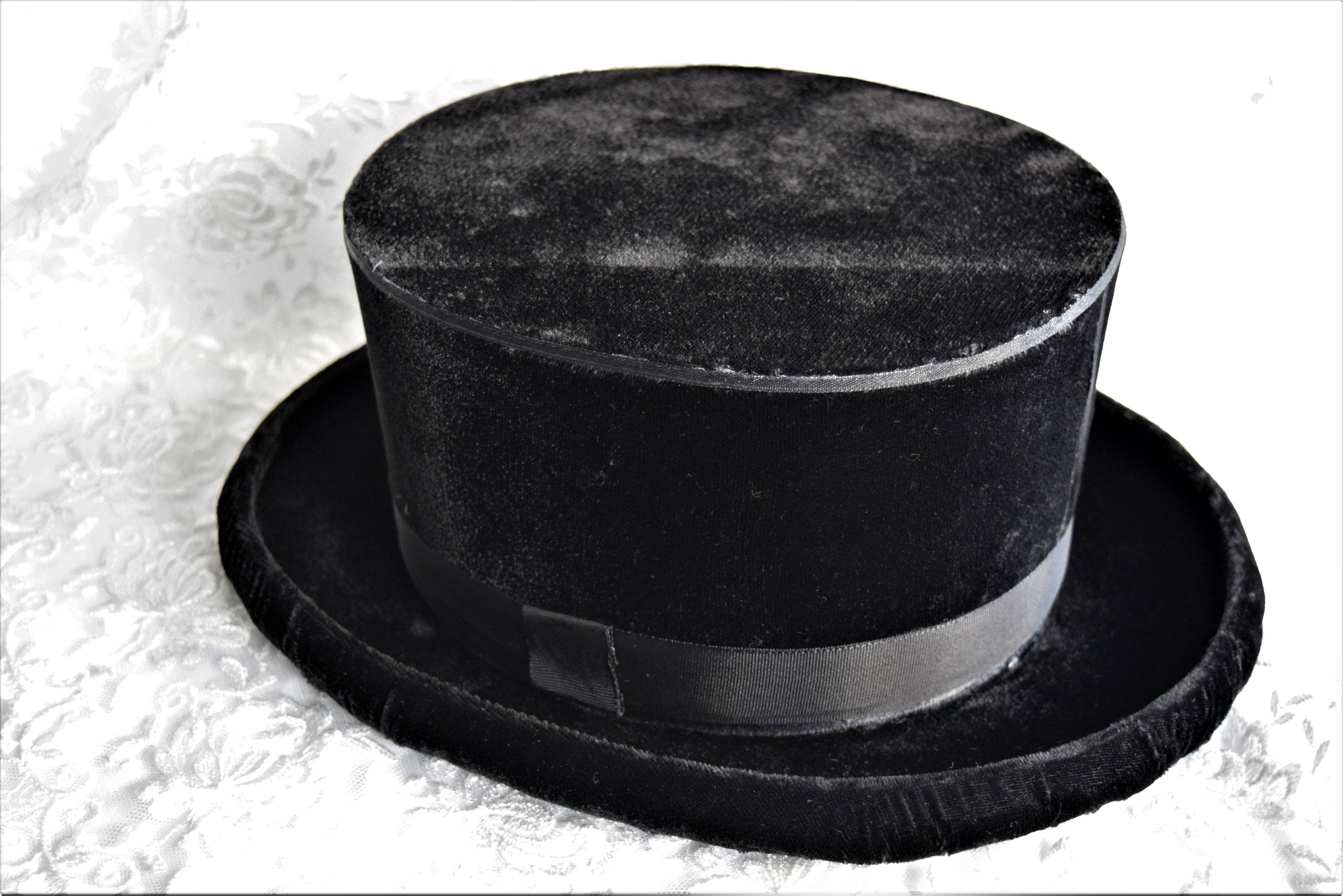 BLACK Velvet TOP HAT Box Hatbox Victorian Gentleman Man | Etsy