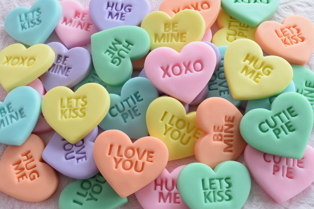 Set of 6 FAKE CONVERSATION HEARTS Candy Cookies Bakery Display Pink ...