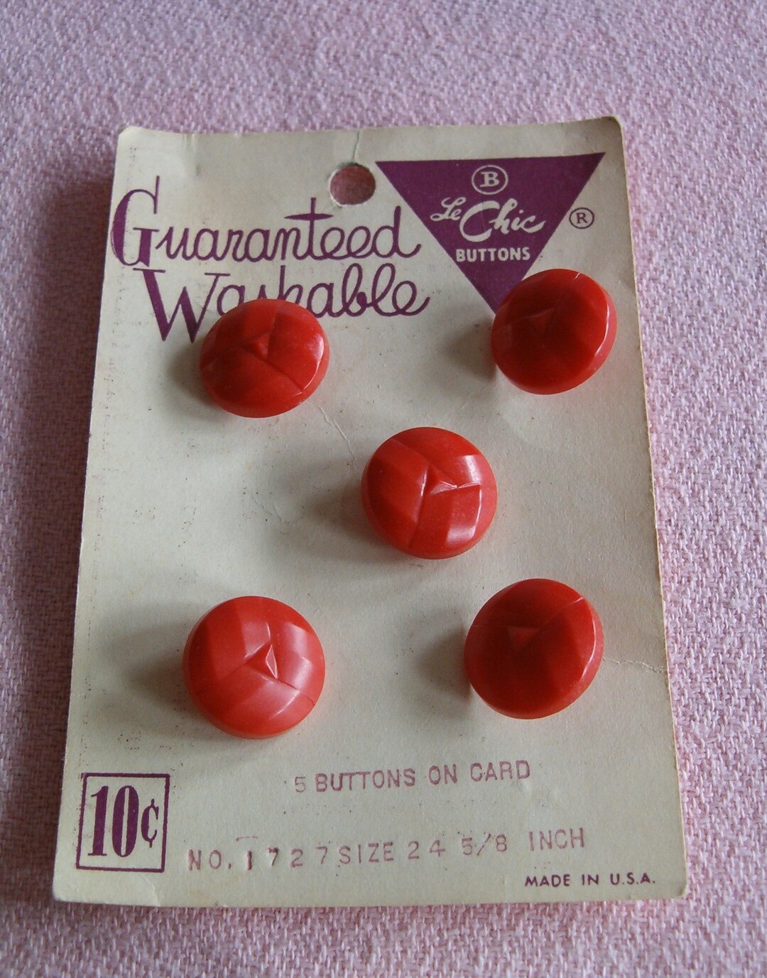 Vintage Molded RED ROUND BUTTONS Set of 5 West Germany Le Chic La Mode ...