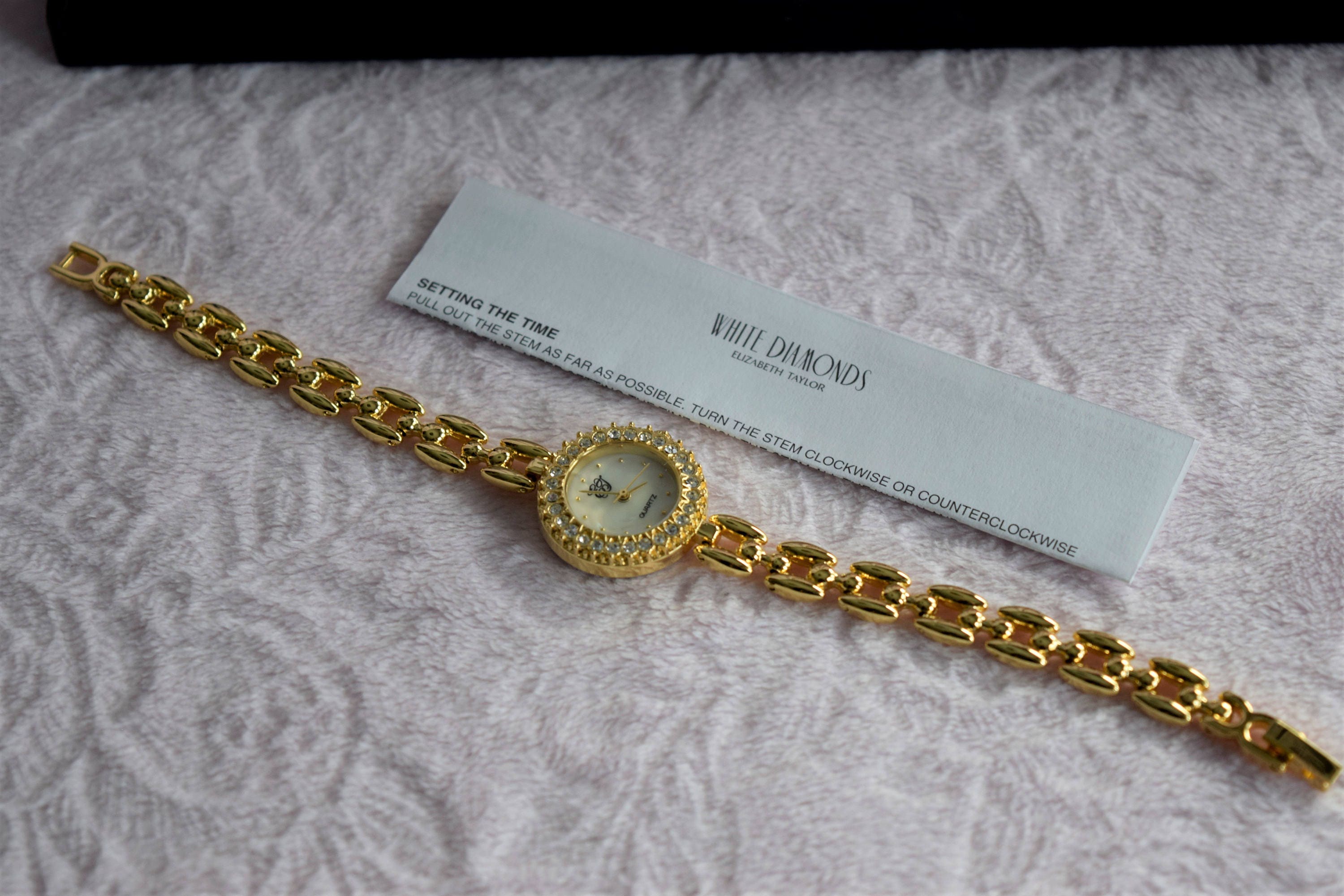 Vintage ELIZABETH TAYLOR WATCH White Diamonds Jewelry Gold - Etsy