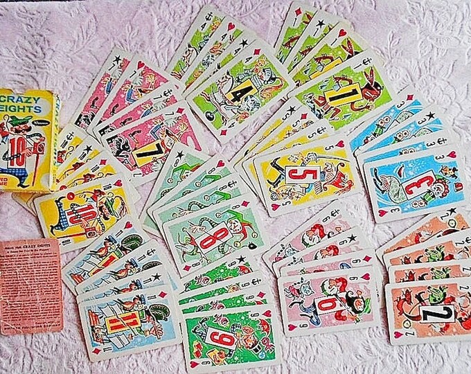 WHITMAN CRAZY EIGHTS Card Game Complete Set Instruction Box 1950s 1960s ...