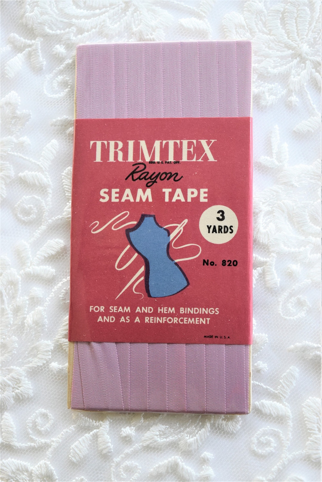 Vintage Trimtex Rayon Seam Binding Tape Trim Orchid Pink Sewing 3 Yards ...