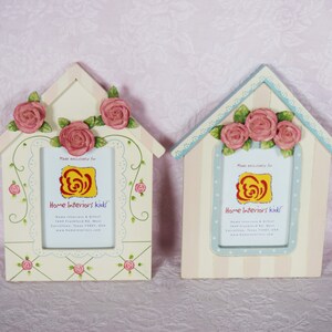 Homco HOUSE PICTURE FRAMES Victorian Cottage Pink Rose Set of 2 Pair ...