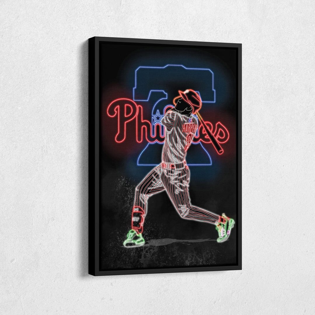 Bryce Harper Poster Neon Effect Philadelphia Phillies Baseball Canvas ...