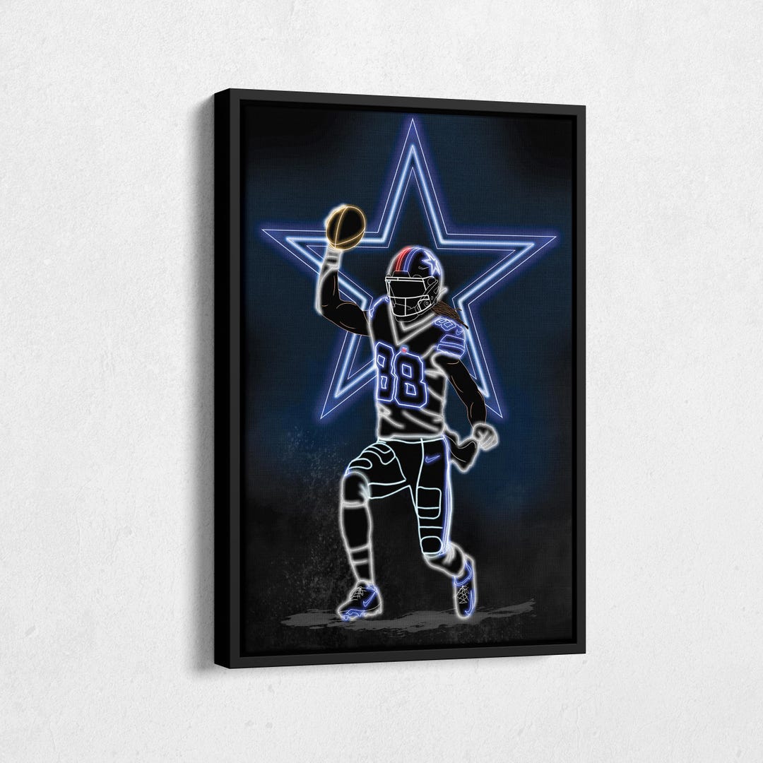 Ceedee Lamb Poster Neon Effect Dallas Cowboys Football Canvas Wall Art ...