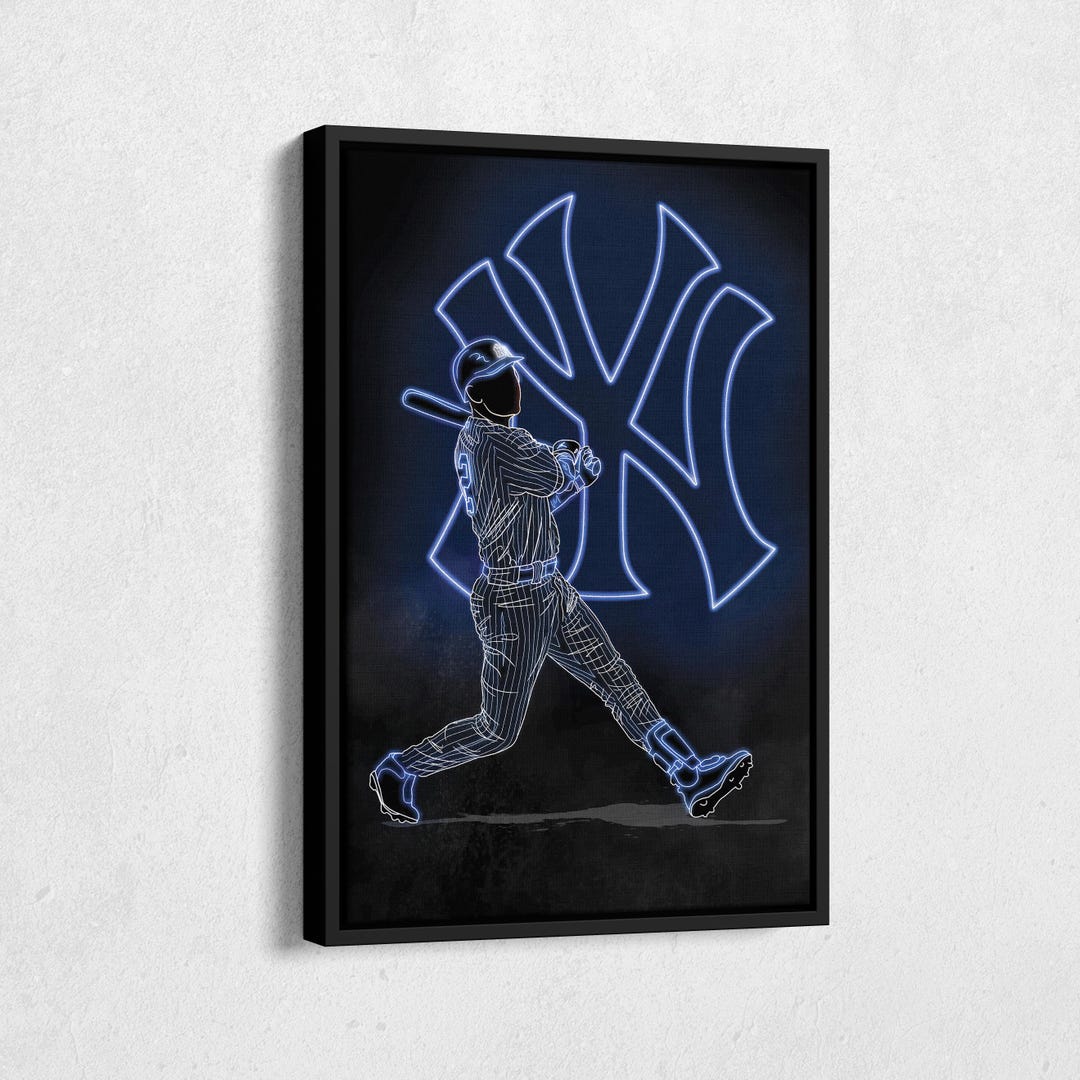 Derek Jeter Poster Neon Effect New York Yankees Baseball Canvas Wall ...