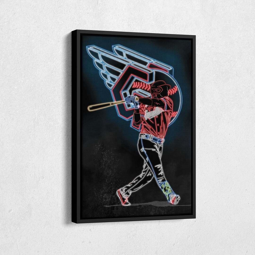 Jose Ramirez Poster Neon Effect Cleveland Guardians Baseball Canvas ...