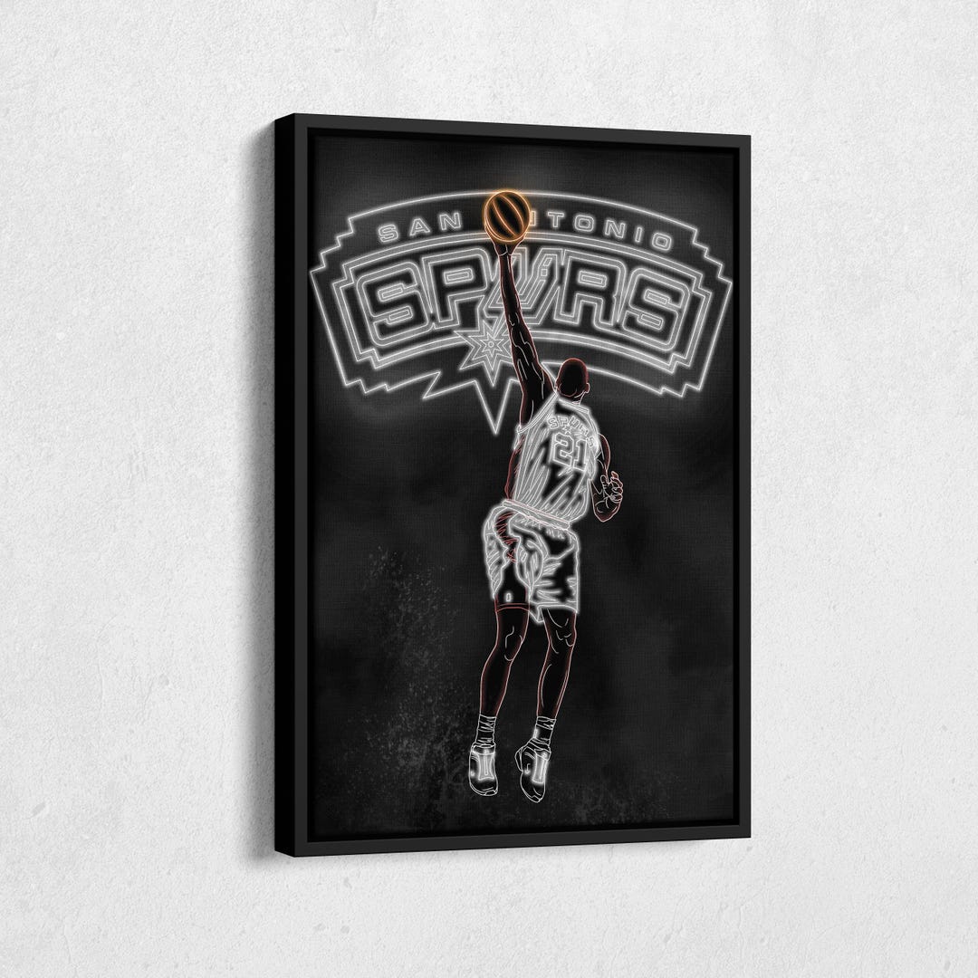 Tim Duncan Poster Neon Effect San Antonio Spurs Basketball Canvas Wall ...