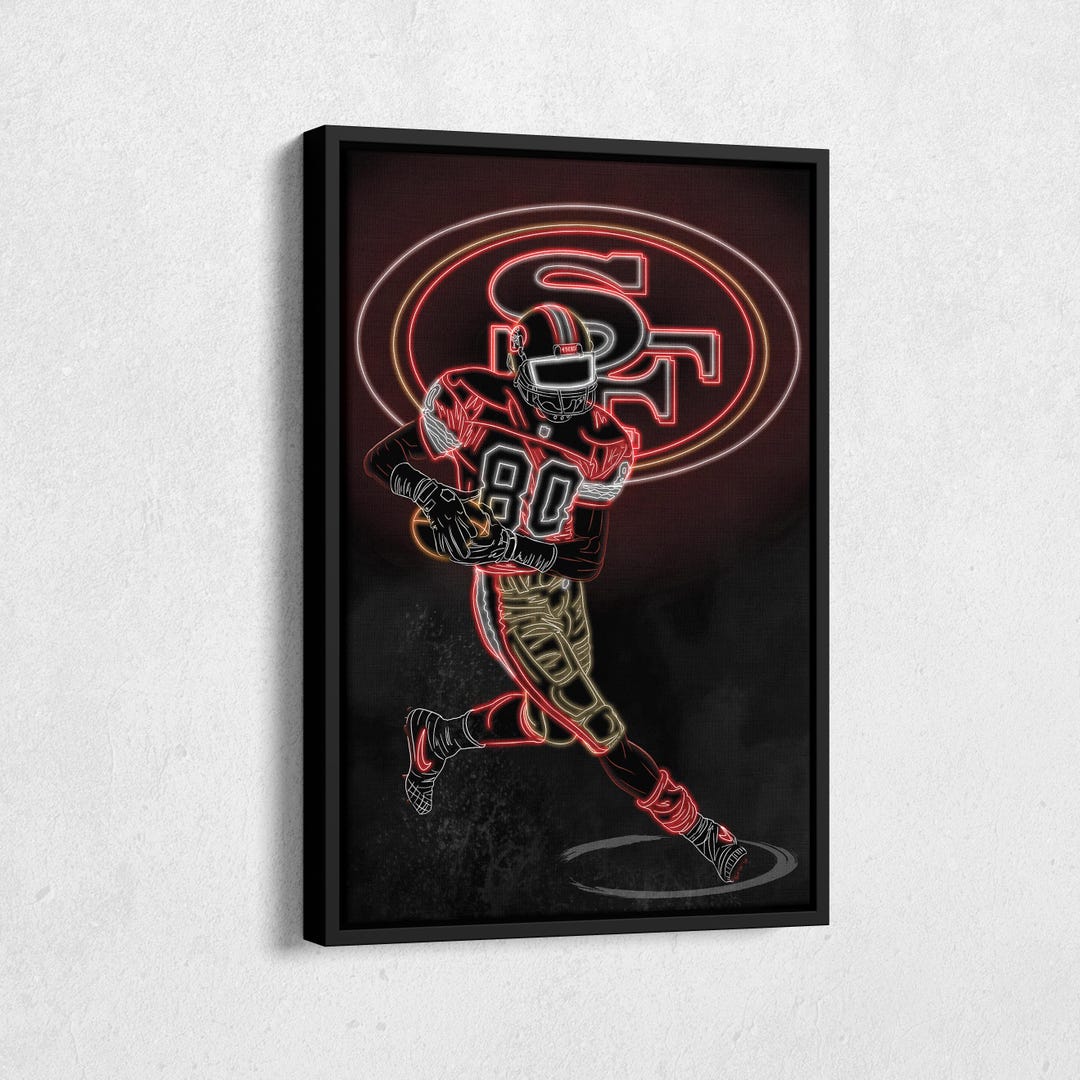 Jerry Rice Poster Neon Effect San Francisco 49ers Football Canvas Wall ...