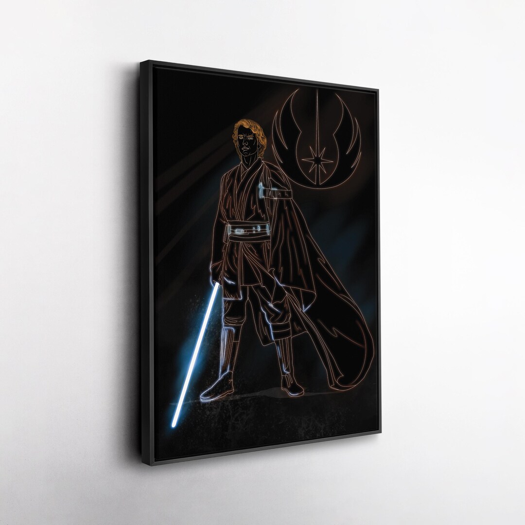 Anakin Skywalker Poster Neon Star Wars Canvas Wall Art Print Kids Room ...