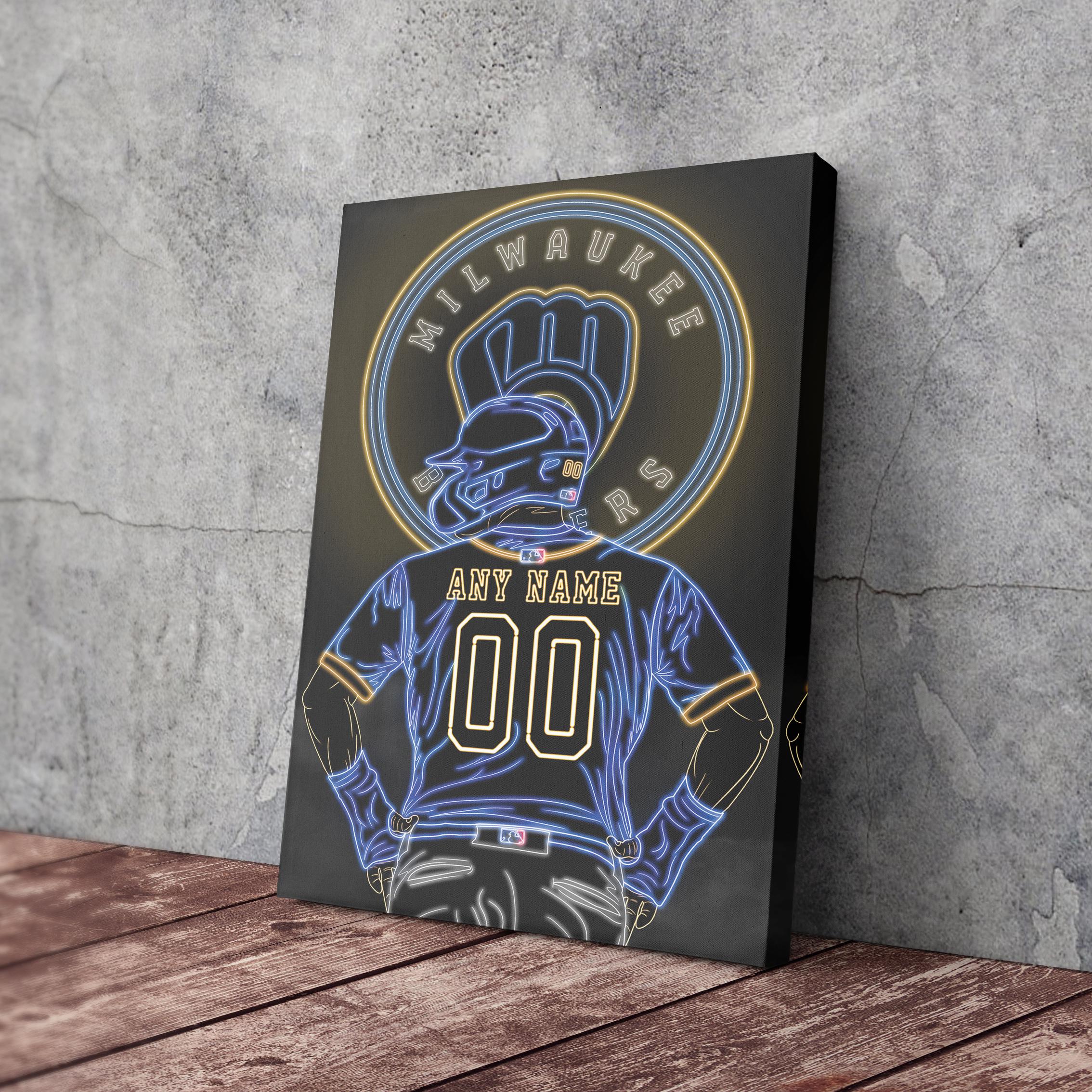 Milwaukee Brewers Jersey Baseball Neon Personalized Jersey Custom Name ...