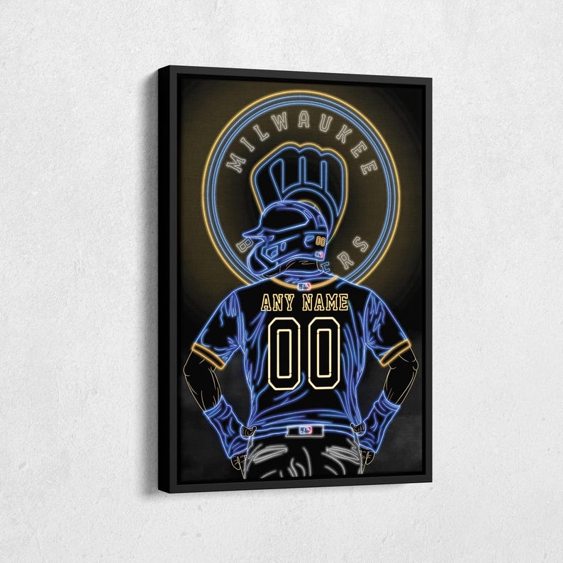 Milwaukee Brewers Jersey Baseball Neon Personalized Jersey Custom Name ...