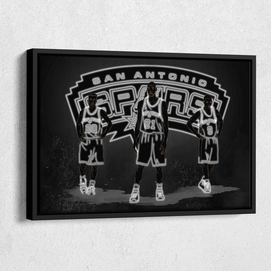 Spurs Trio Neon Effect Poster San Antonio Spurs Basketball Framed ...