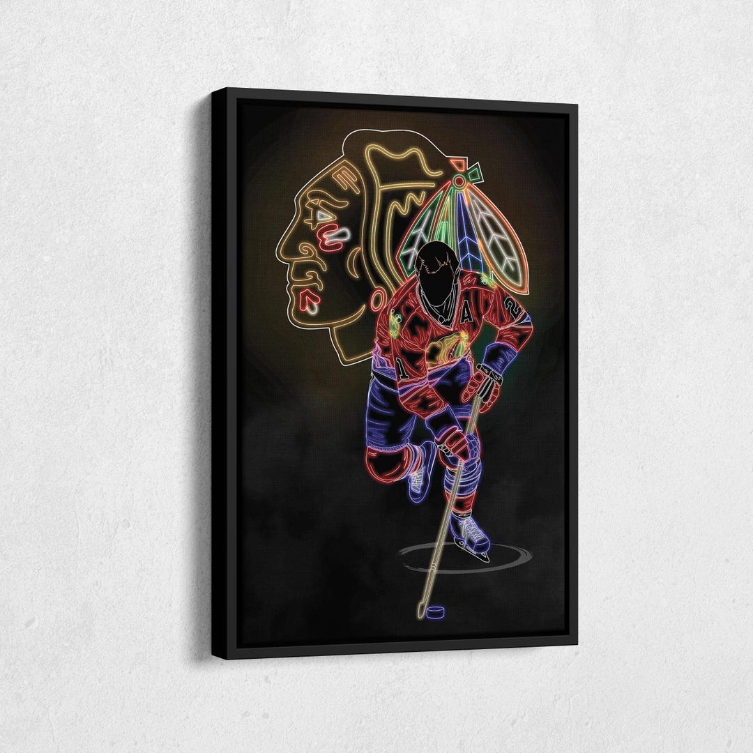 Stan Mikita Poster Neon Effect Chicago Blackhawks Hockey Canvas Wall ...