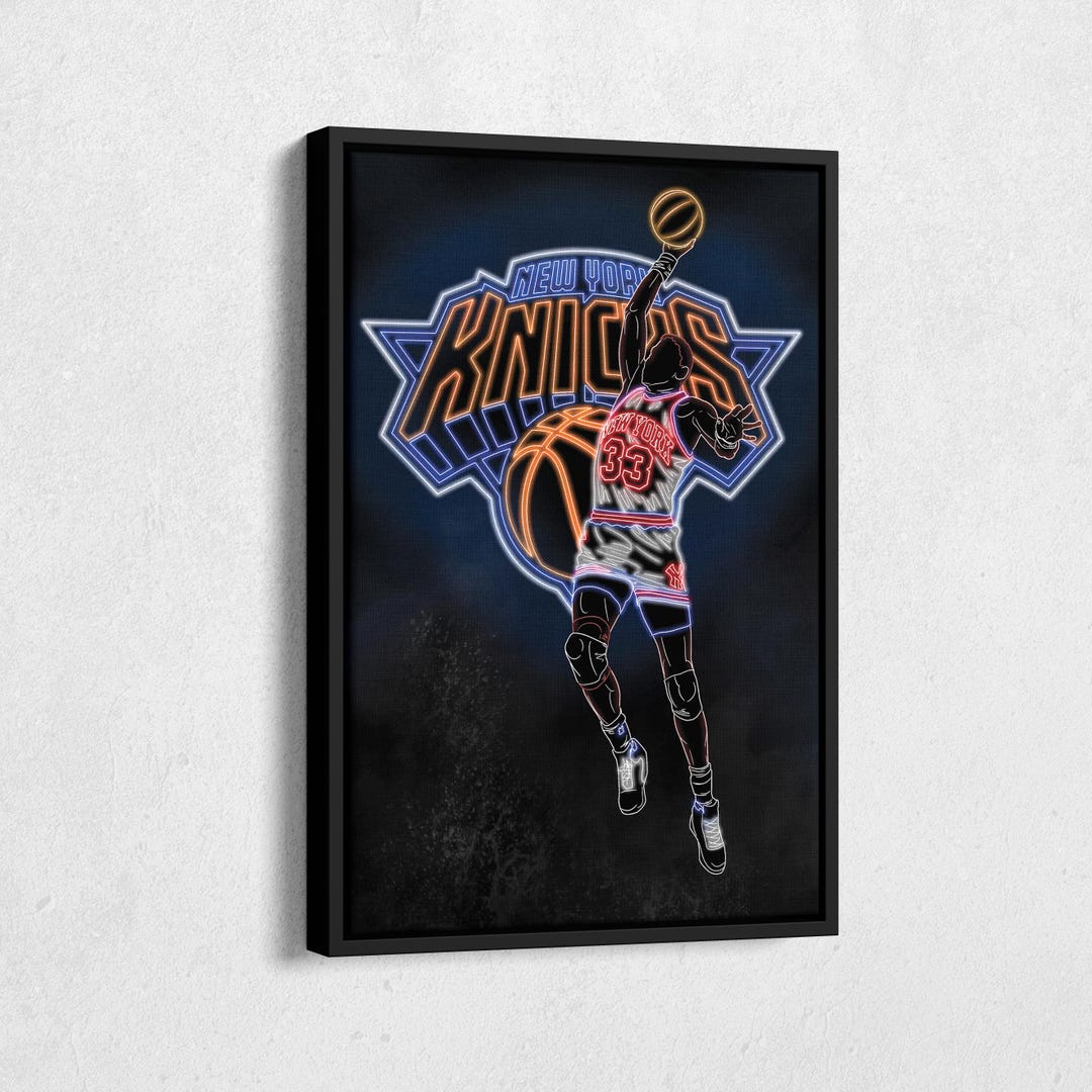 Patrick Ewing Poster Neon Effect New York Knicks Basketball Canvas Wall ...