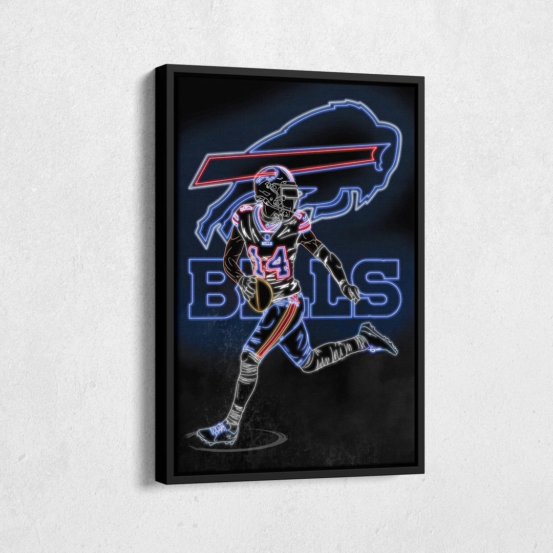Stefon Diggs Poster Neon Effect Buffalo Bills Football Canvas Wall Art ...