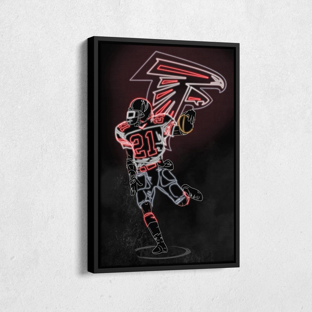 Deion Sanders Poster Neon Effect Atlanta Falcons Football Canvas Wall ...