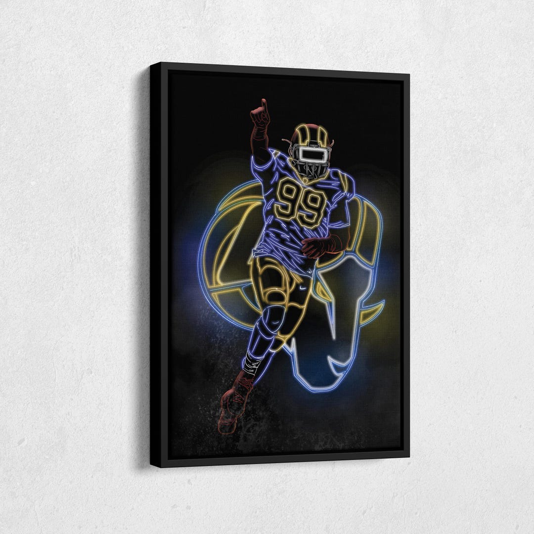 Aaron Donald Poster Neon Effect Los Angeles Rams Football Canvas Wall ...
