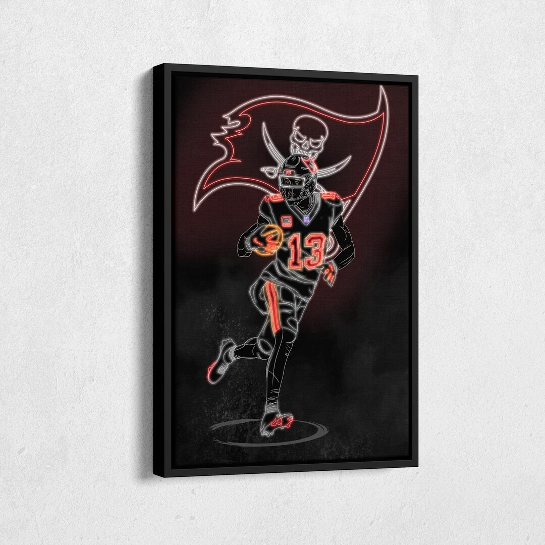 Mike Evans Poster Neon Effect Tampa Bay Buccaneers Football Canvas Wall ...