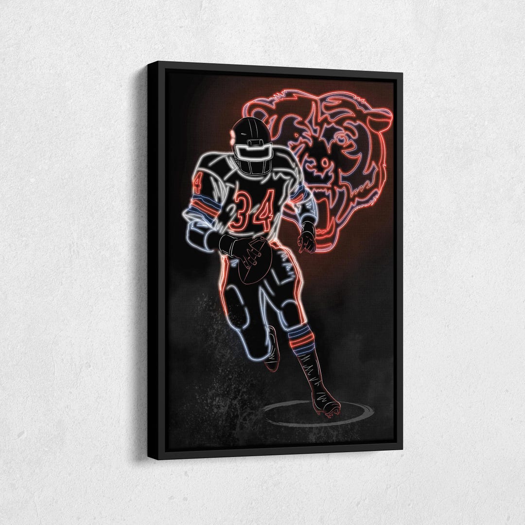 Walter Payton Poster Neon Effect Chicago Bears Football Canvas Wall Art ...