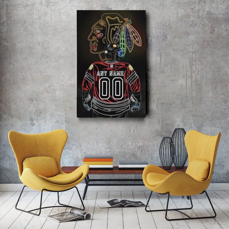 Chicago Blackhawks Jersey Hockey Neon Personalized Jersey Custom Name ...