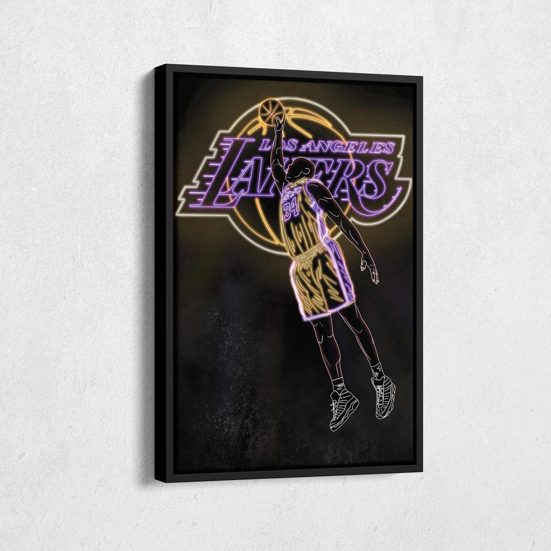 Shaquille O'neal Poster Neon Effect Los Angeles Lakers NBA Canvas Wall ...