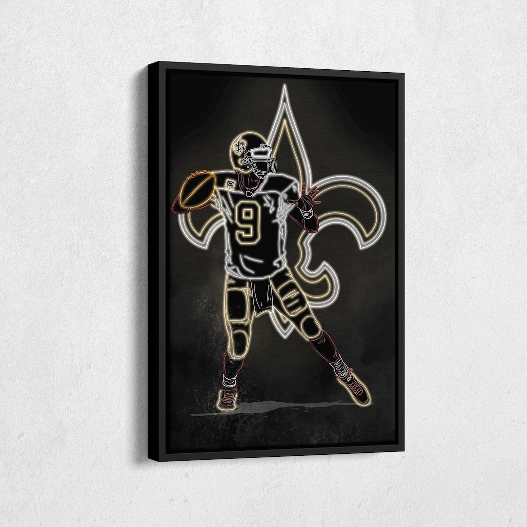 Drew Brees Poster Neon Effect New Orleans Saints Football Canvas Wall ...