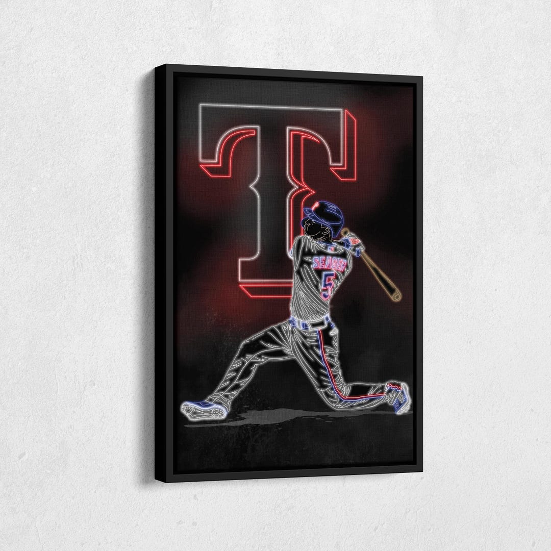 Corey Seager Poster Neon Effect Texas Rangers Baseball Canvas Wall Art ...