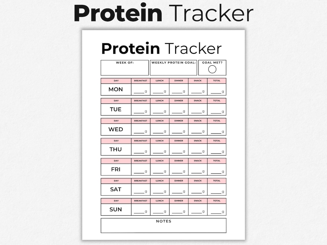 Protein Tracker, Protein Chart, High Protein Food Chart, Weekly Meal ...