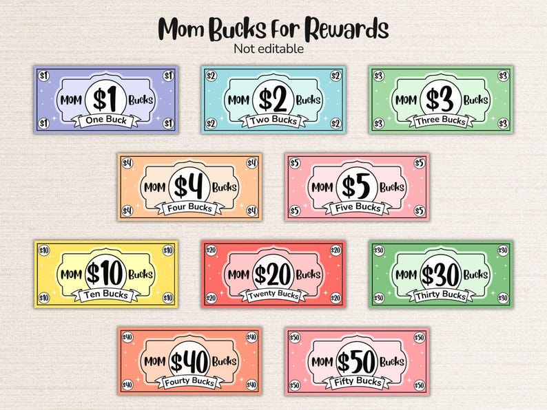 EDITABLE Chore Chart, for Kids, Mom Bucks, Reward Bucks, Kids Chore ...