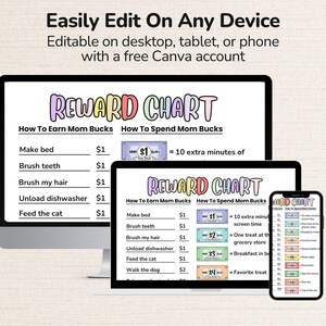 EDITABLE Chore Chart, for Kids, Mom Bucks, Reward Bucks, Kids Chore ...
