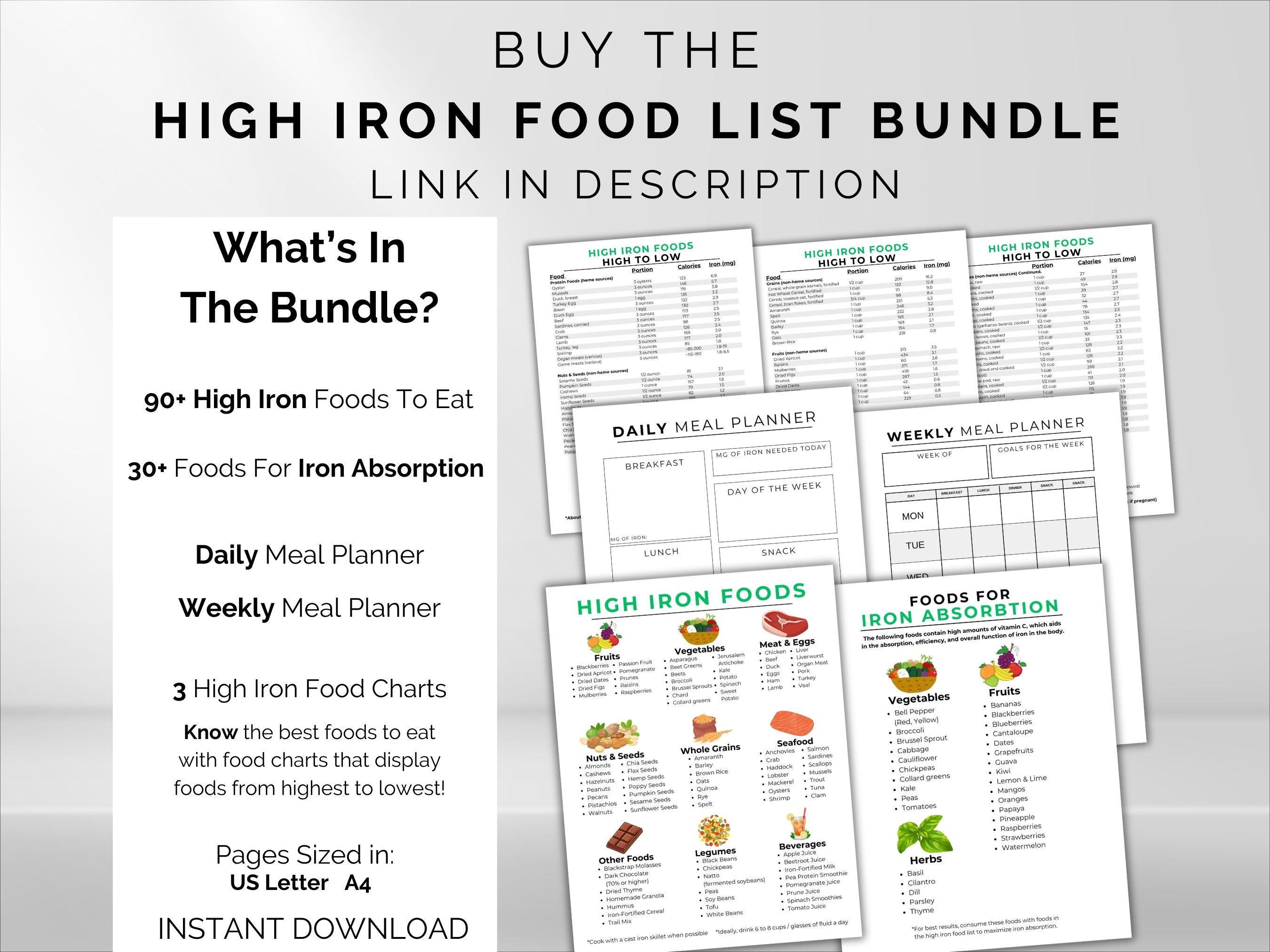 Iron Rich Food List, List of Food With Iron, High Iron Foods, Anemia ...