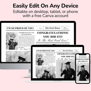 Editable Grad Newspaper Template, Graduation Bouquet, Graduation ...
