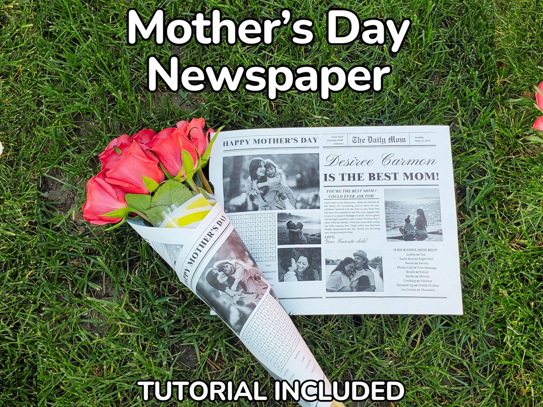 Editable Mother's Day Newspaper Template, Personalized Mother's Day ...