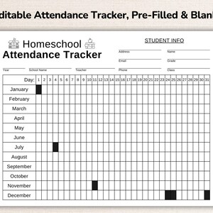 Homeschool Attendance Tracker, Homeschool Planner, Home School ...