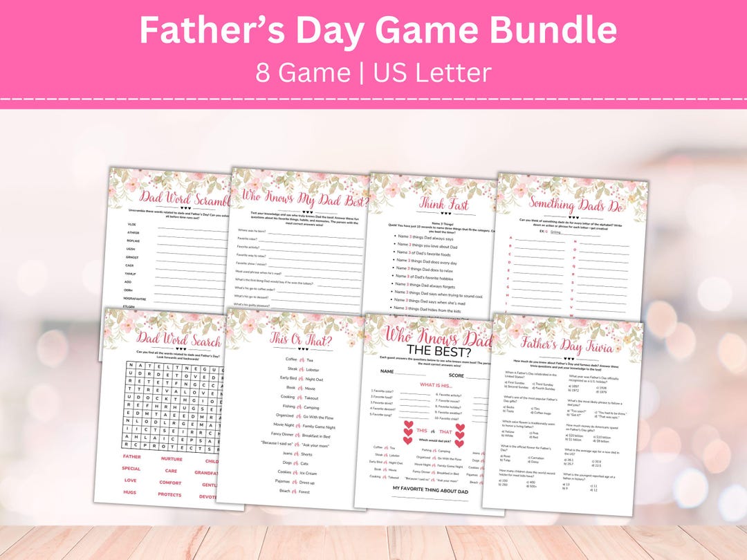 Fathers Day Games Bundle, Fathers Day Trivia, Fathers Day Puzzle, All ...
