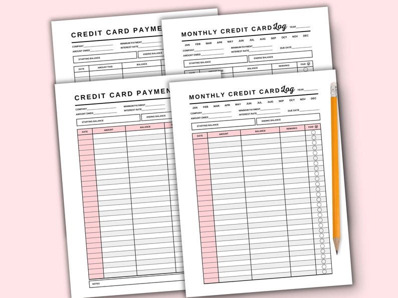 Monthly Credit Card Payment Log, Credit Card Debt Tracker, Bill Payment ...