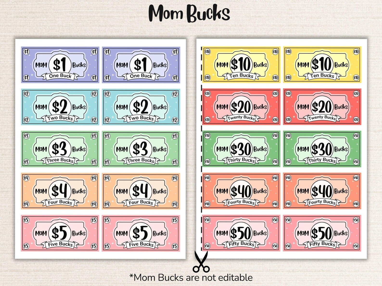 EDITABLE Chore Chart, for Kids, Mom Bucks, Reward Bucks, Kids Chore ...