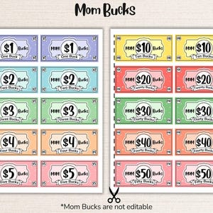 EDITABLE Chore Chart, for Kids, Mom Bucks, Reward Bucks, Kids Chore ...