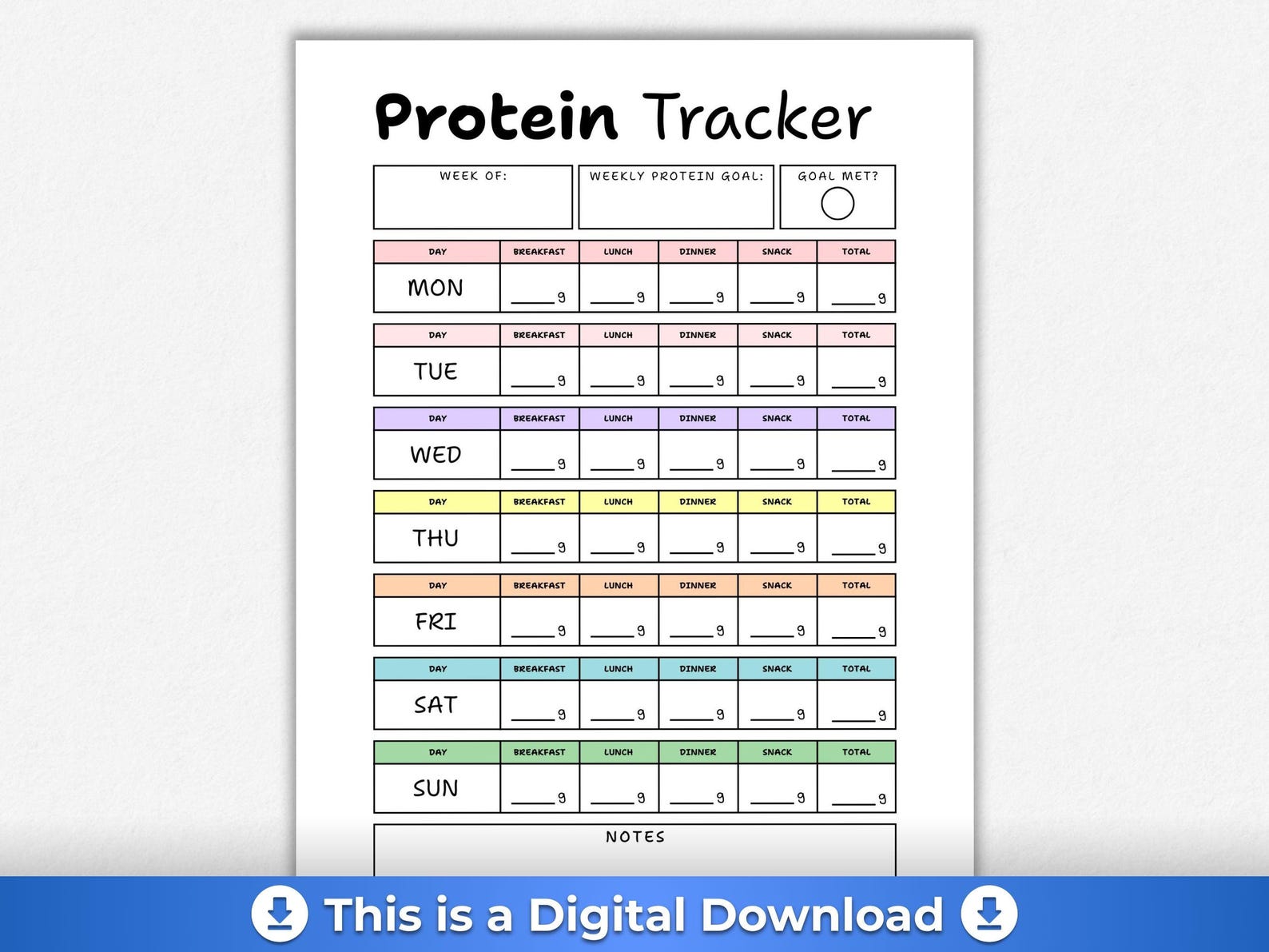 Protein Tracker, Protein Chart, High Protein Food Chart, Weekly Meal ...