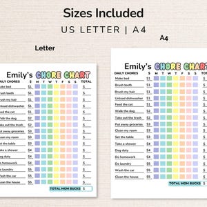 EDITABLE Chore Chart, for Kids, Mom Bucks, Reward Bucks, Kids Chore ...