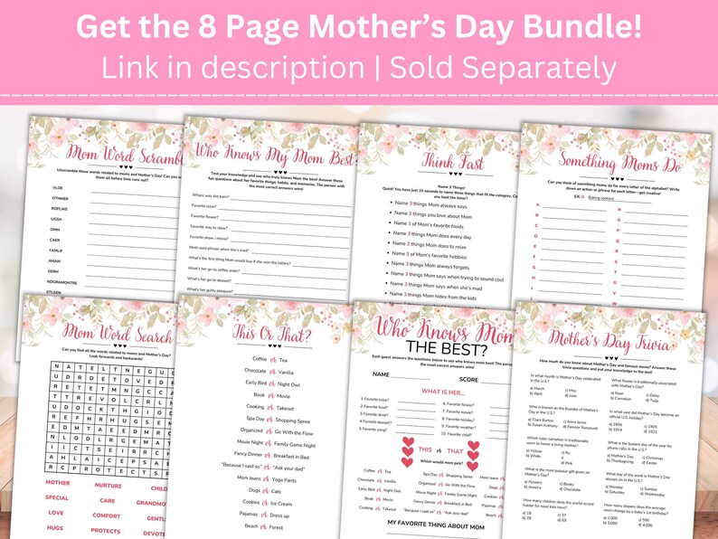 Mothers Day Game, Game for Mothers Day, Mothers Day Trivia, Mothers Day ...